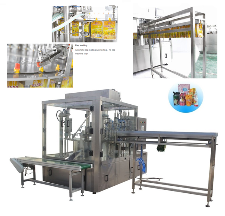 Automatic spout pouch filling and capping machine